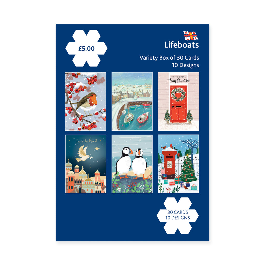 RNLI Christmas Card Variety Box, Pack of 30 | RNLI Shop