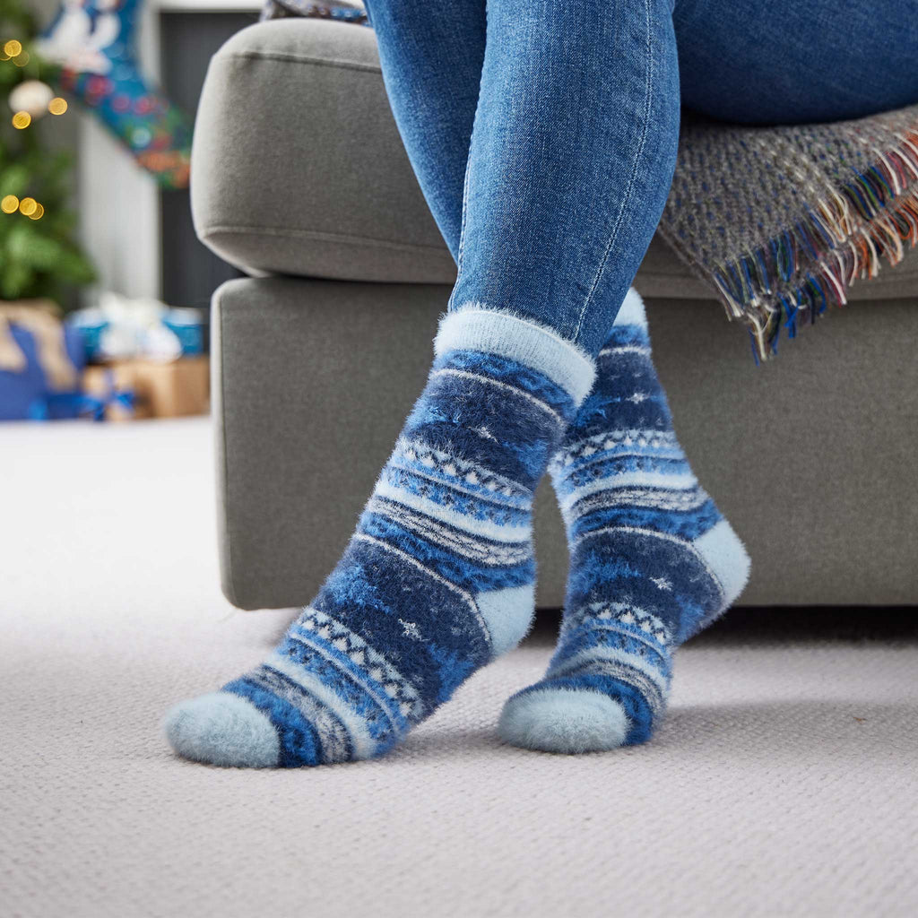 RNLI Christmas Fairisle Fluffy Socks | RNLI Shop