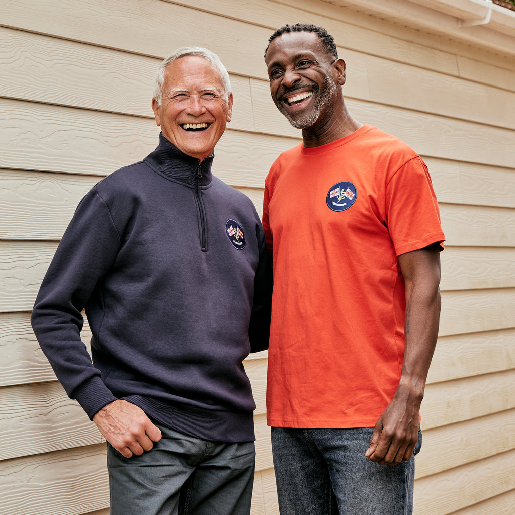 Men's RNLI Heritage Flag Quarter-Zip Sweater, Navy | RNLI Shop