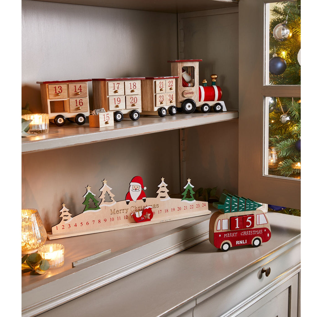RNLI Santa with Trees Wooden Advent Rule | RNLI Shop