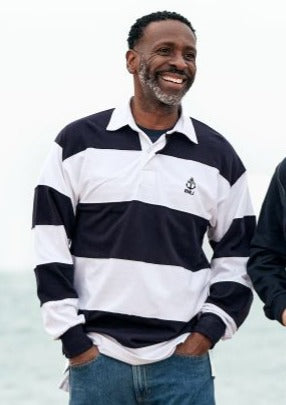 RNLI Stripe Embroidered Men's Rugby Top | RNLI Shop