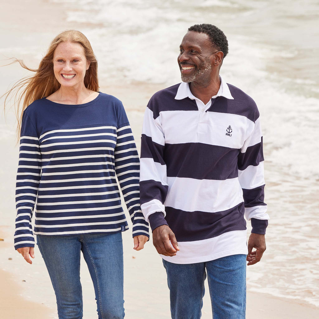 RNLI Stripe Embroidered Men's Rugby Top | RNLI Shop
